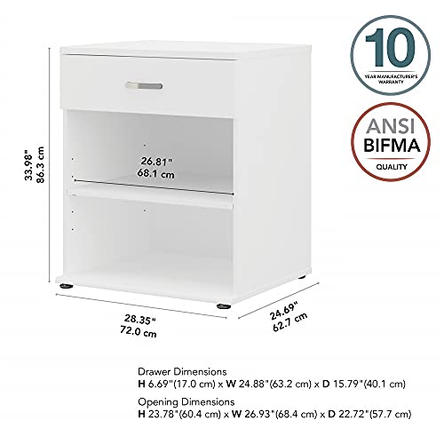 Bush Business Furniture Universal Garage Storage Cabinet with Drawer and Shelves, White
