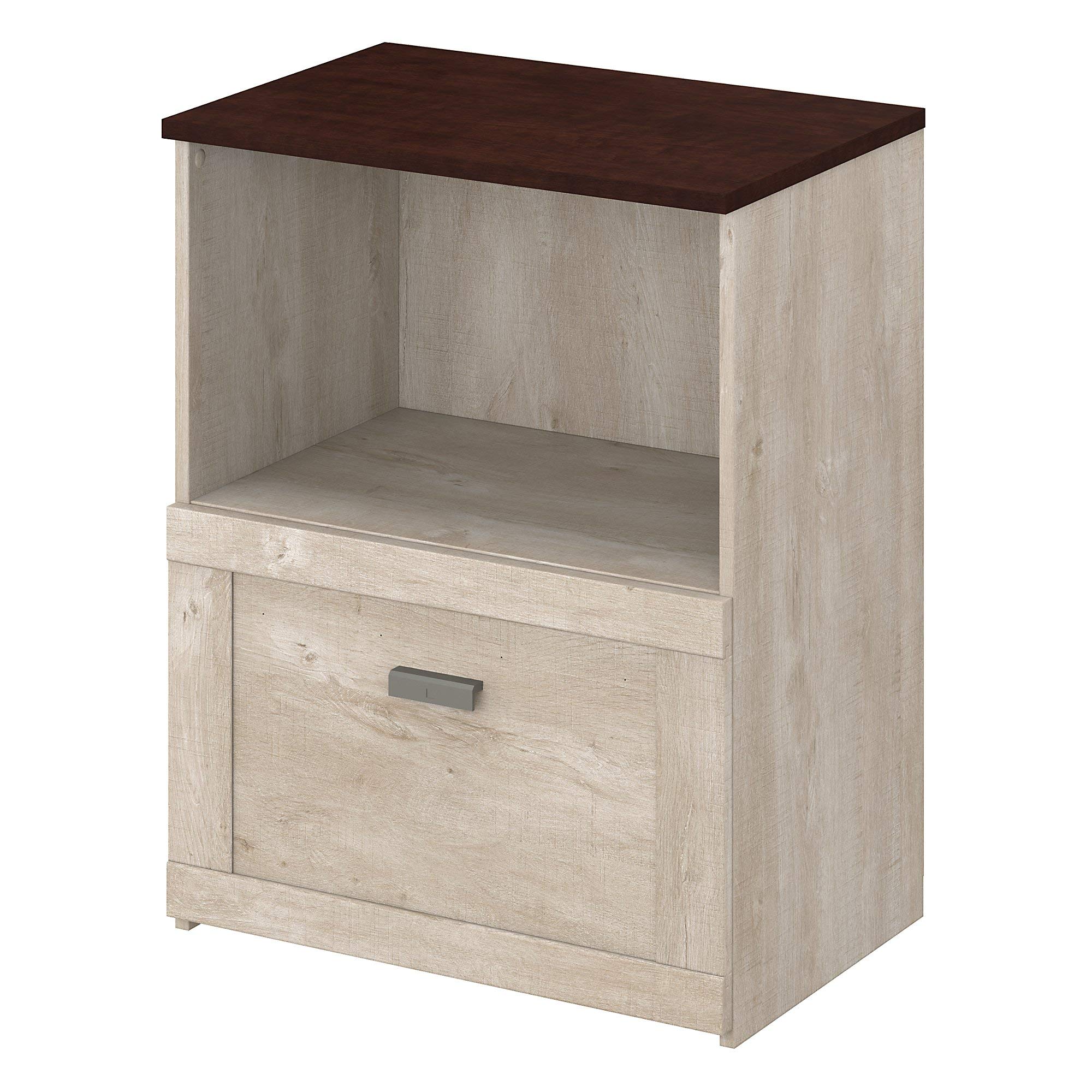 Bush Furniture Townhill Lateral File Cabinet in Washed Gray and Madison Cherry