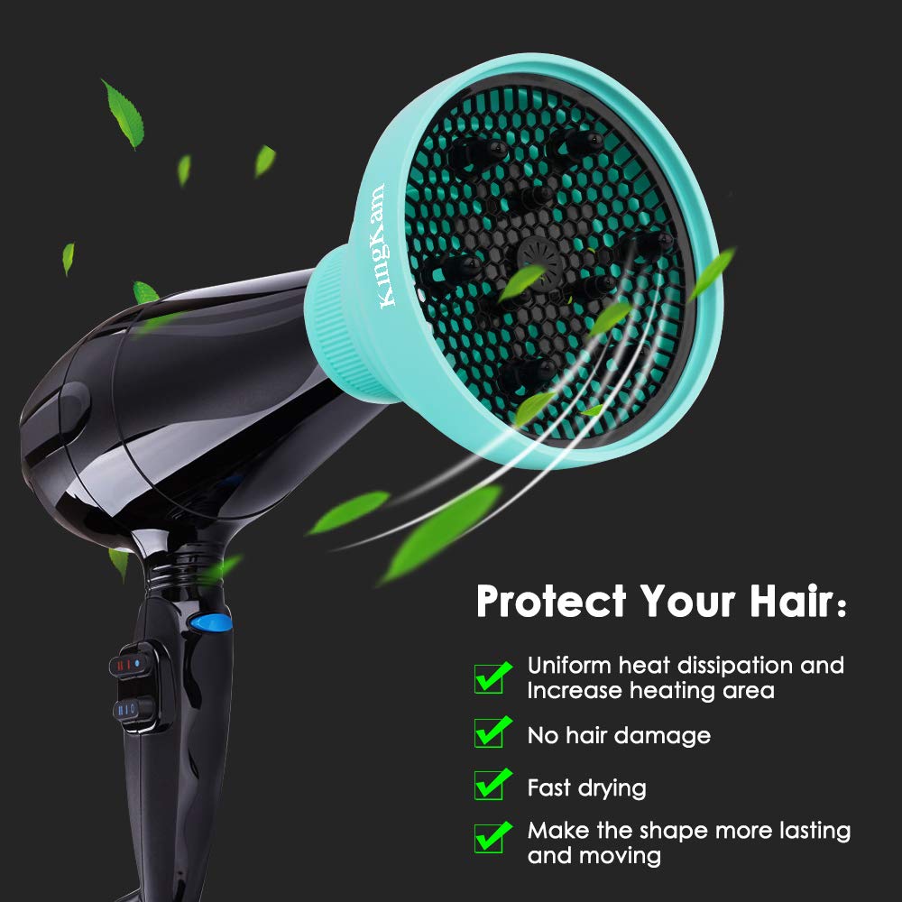 Collapsible Hair Dryer Diffuser + Scalp Massager Shampoo Brush- Silicone Blow Dryer Diffuser Attachment - Lightweight Portable Hair Diffuser