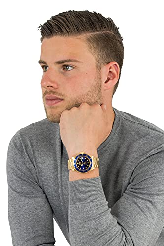 Invicta Men's Pro Diver Quartz Watch with Stainless Steel Strap, Gold/Blue, 20 (Model: 26974)