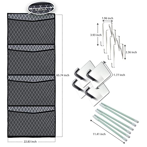 Stuffed Animal Storage,Hanging Stuffed Animal Storage,Plush Toy Storage Bag 4 Extra Large Capacity Breathable Grids with 4 Metal Door Head Hooks and Self Adhesive Wall Hooks for Toys, Clothes