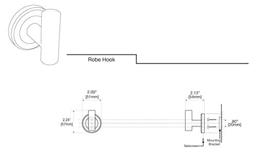 Gatco 4235 Latitude II, Single Robe Hook, Brushed Brass/Wall Mounted Towel and Robe Hook for Bathroom, 2.25"