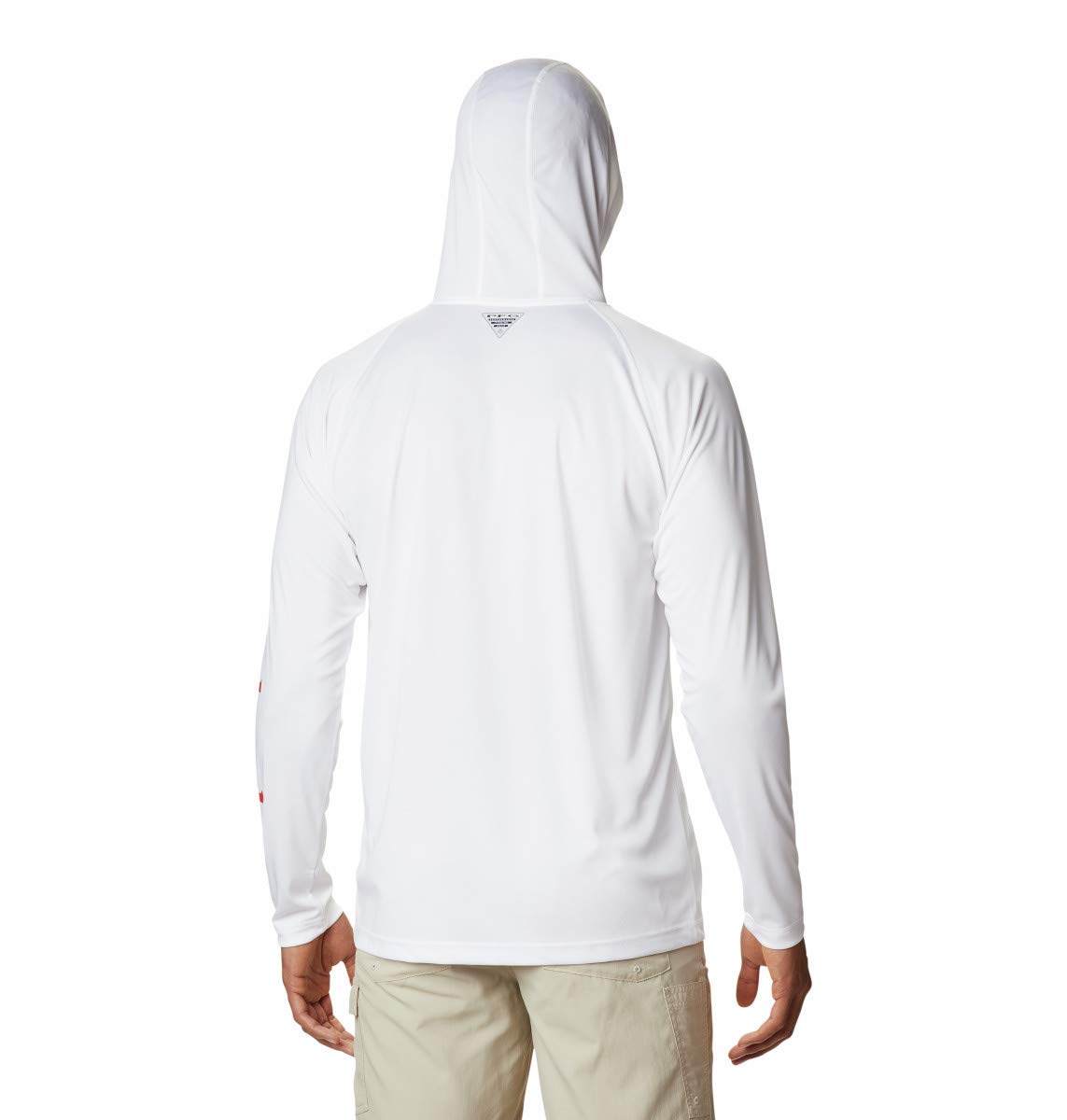 Columbia Men's Terminal Tackle Hoodie, White/Red Spark Logo, Medium