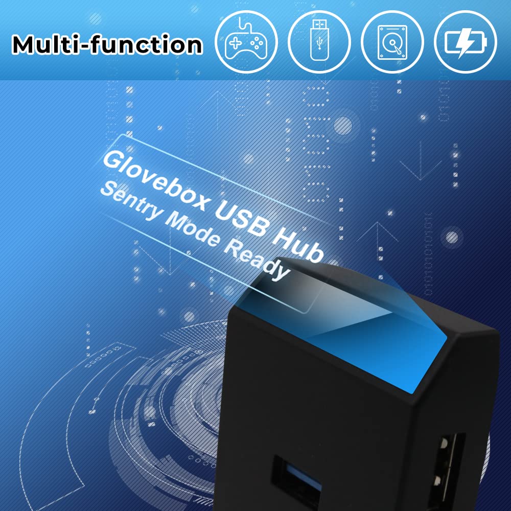 Foruly for Tesla USB Hub 2021 2022 2023 Model Y 3 Accessories for Glove Box, Dash Cam Flash Drive Docking Station Charging & Data Transfer for Smart Phones, Game Controller