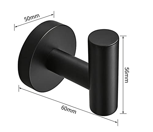EYHLKM 2 PCS Black Robe Hook Stainless Steel Bathroom Single Bath Towel Hook Clothes Hanger Wall Mounted, Matte Black