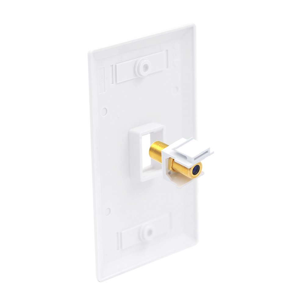 VCE Coax Wall Plate 2-Pack, 1-Port TV Cable Wall Plate 3GHz F-Type Keystone Wall Jack for Coaxial Cable, Single Gang, White