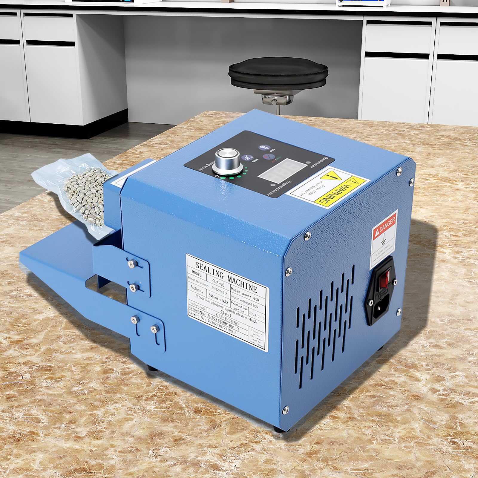 EODSAD Heat Sealer Machine,Automatic Food Plastic Bag Heat Sealing Machine, Continuous Roller Sealer Temperature Control, Commercial Plastic Bag Sealer For Cookies,Small Shops,Home Kitchen