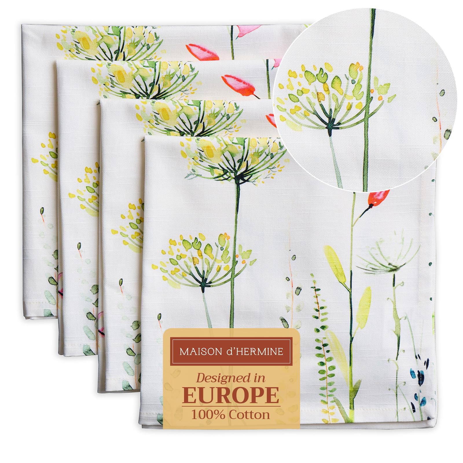 Maison d' Hermine Champ de Mars 100% Cotton Set of 4 Napkins, 20 - inch by 20 - inch.