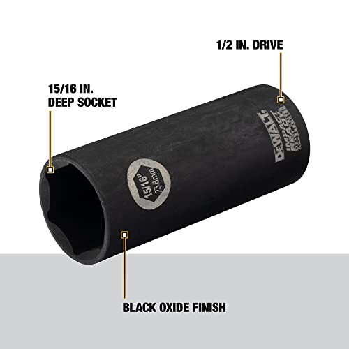 DEWALT IMPACT Socket, Deep, SAE, 1/2 Inch Drive, 15/16 Inch (DW22932)