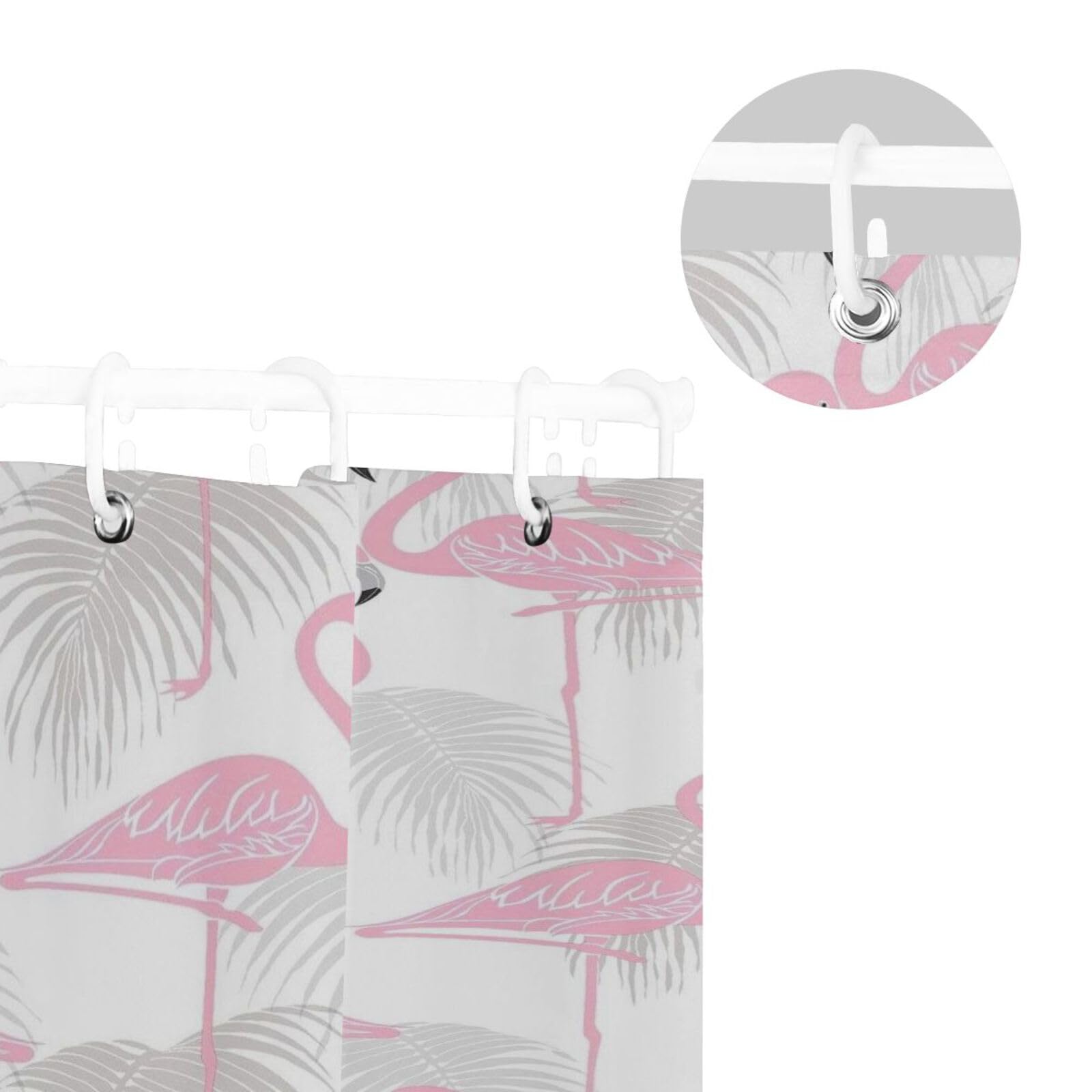 BLuevi Pink Flamingo Shower Curtain for Bathroom Waterproof Fabric with Hooks 72x72 Inch
