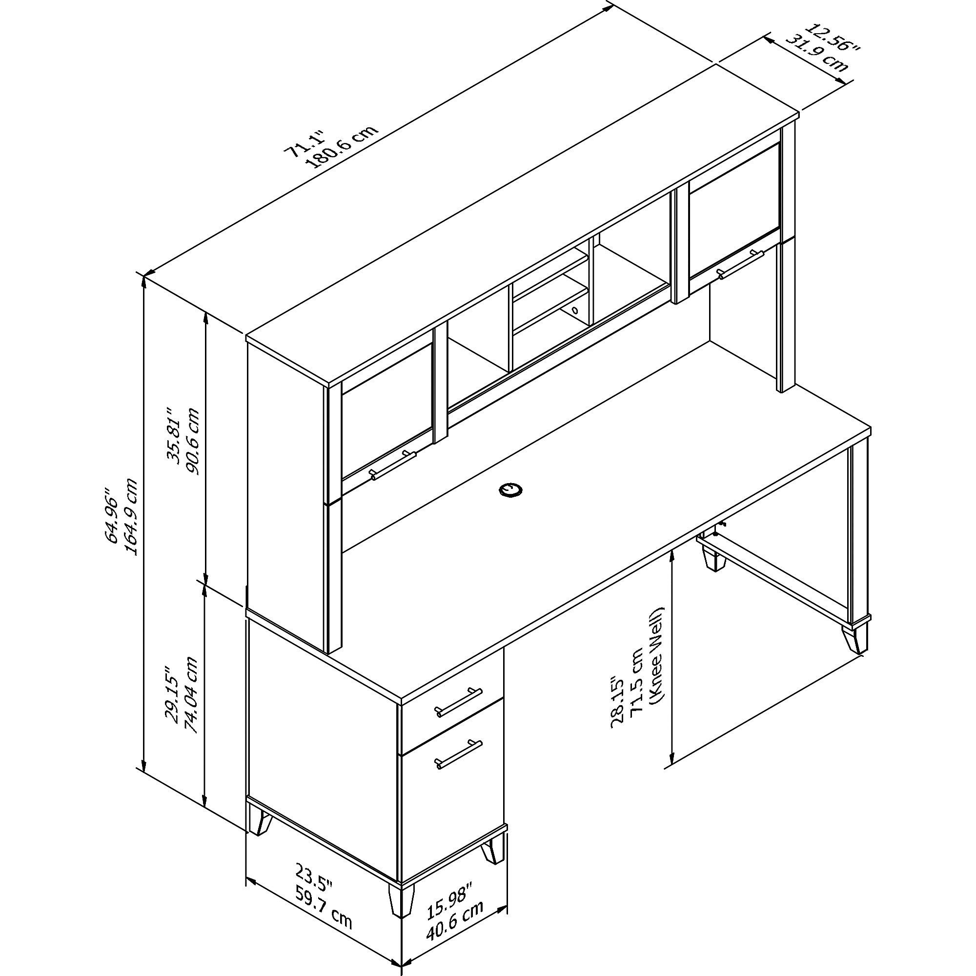 Bush SET018SG Somerset 72-Inch Computer Desk with Drawers and Hutch, Storm Gray