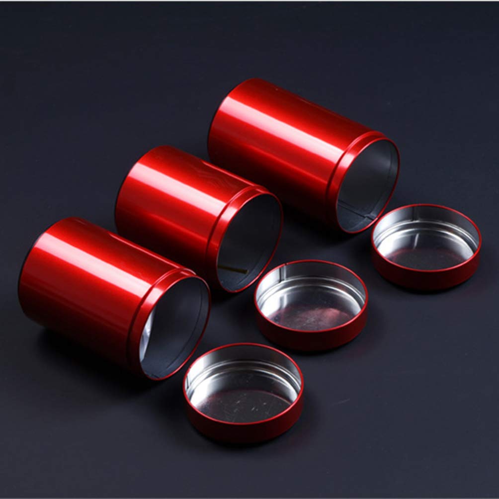 EXCEART 3PCS Stainless steel canister sets cereal container great for sugar coffee tea flour storage (Red)