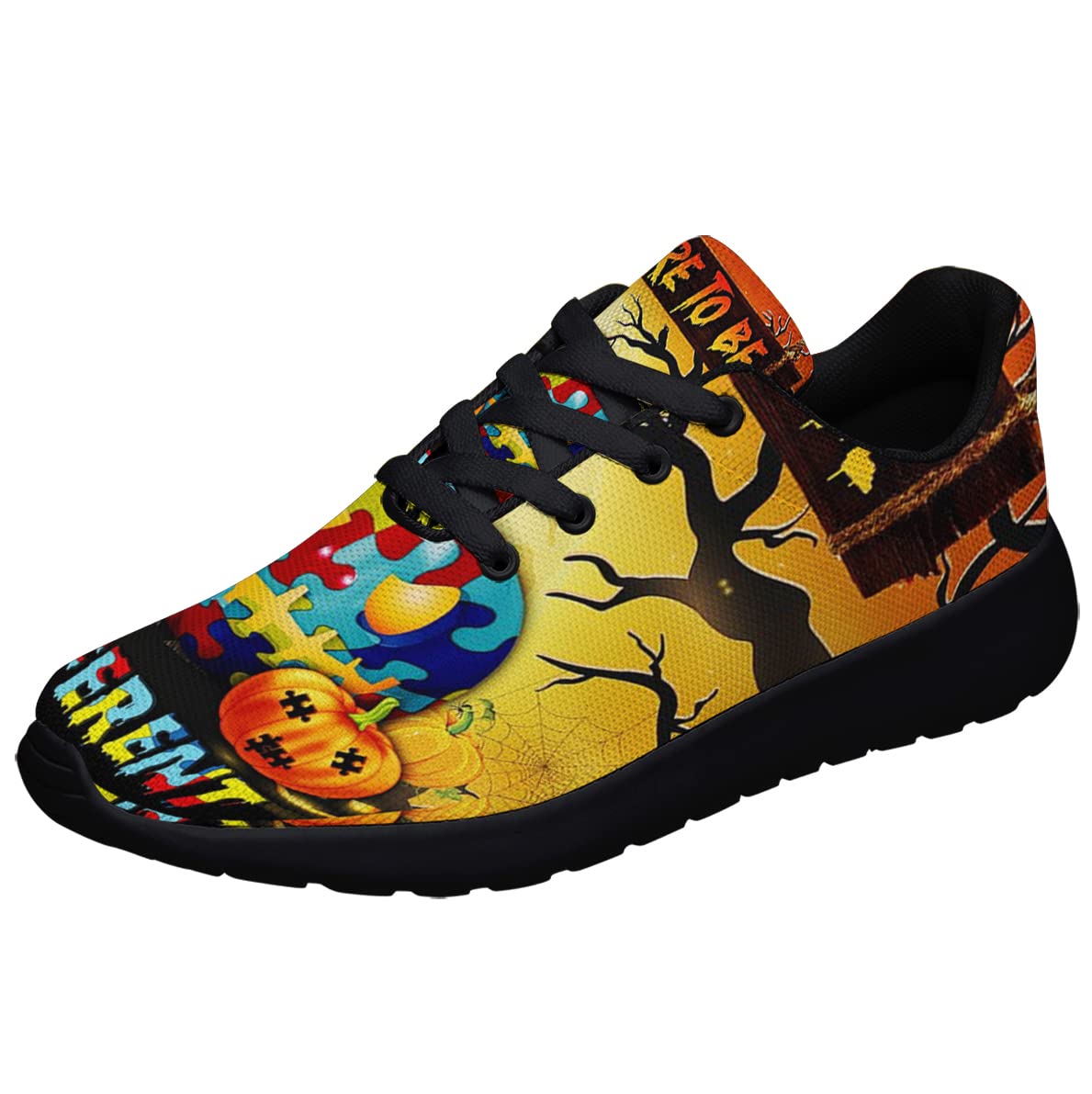 Dare to Be Different Autism Awareness Halloween Shoes for Men Women Running Sneakers Breathable Casual Sport Tennis Shoes Gift for Him Her Black Size 11