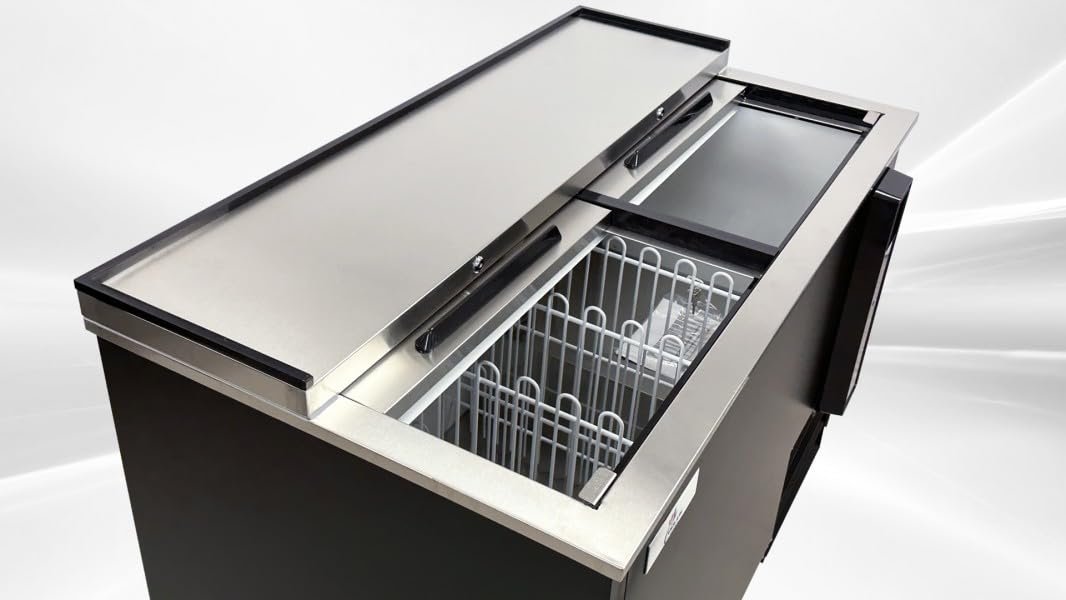 Horizontal Bottle Cooler Deep Well 50β Two 2 Door Commercial beer bottle Refrigerator Stainless steel Top Lid NSF -JBC-50-dup-2