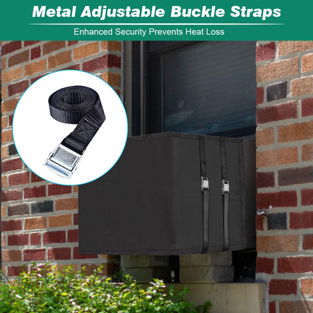 Outside Insulated Window Air Conditioner Cover for Outdoor Waterproof AC Unit, 21x 15x 16 Inches (Wx Hx D)- Black