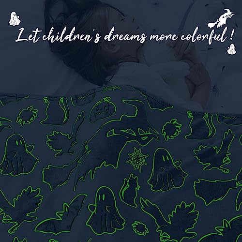 REXEO Throw Blanket Kids Soft Fleece Blankets Black Cat Halloween Throw Blanket 50"×60"