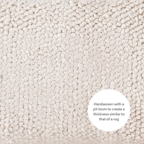 Powell Stained Mango Wood Boho White Berber Boucle Top Halco Bench, 19" Seat Height, Natural