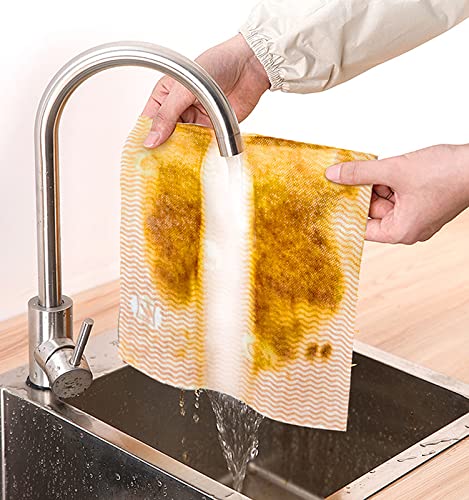 KitchLife Reusable Bamboo Paper Towels with Oil-Water Separation Technology, 1 Roll = 10 Months Supply - Washable and Recycled Paper Rolls, Eco Friendly Gift, Roral Orange