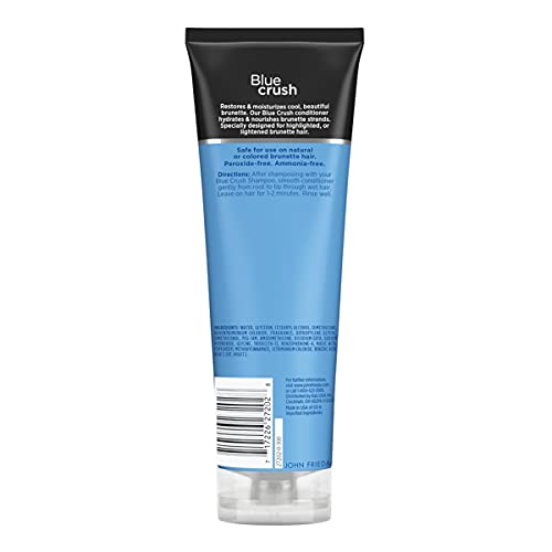 John Frieda Blue Crush Blue Shampoo and Conditioner Set for Brunettes, Crush Brassy Tones for Brunettes, 8.3 Fl Oz