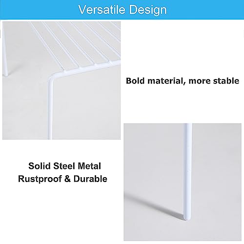 iPEGTOP Set of 4 Large (15.7 x 9.4 Inch) Kitchen Cupboard Organiser, Freezer Cabinet Storage Shelf Wire Rack, Rustproof Steel Shelves for Fridge Pantries Countertops Utensils -White
