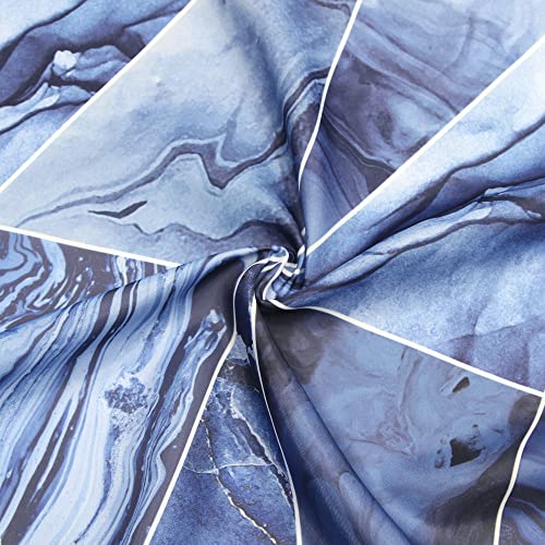 SUMGAR Marble Shower Curtain Blue Ombre Geometric Pattern for Modern Luxury Coastal Beach Bathroom, Decorative Polyester Fabric Curtains Set with Hooks, 72x72 InchesÂ