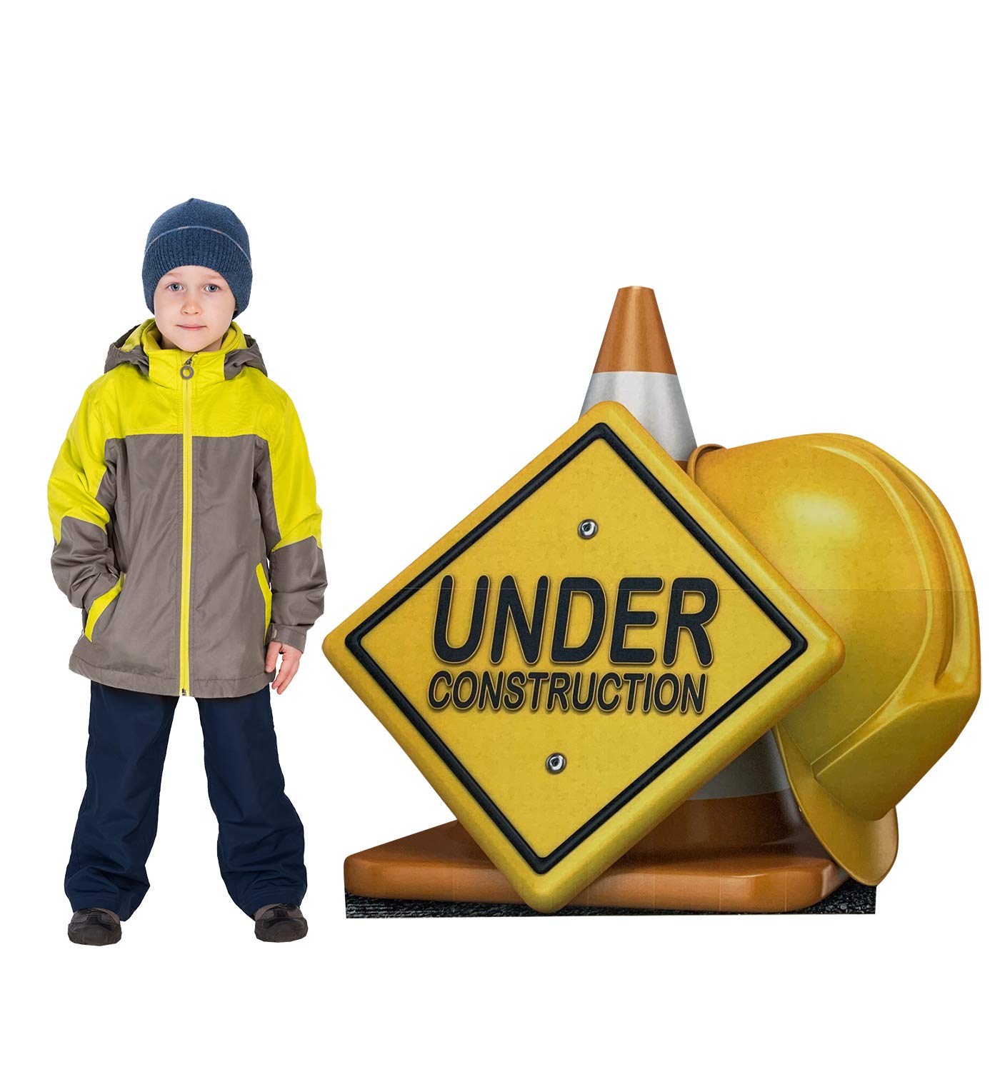 Cardboard People Under Construction Sign Life Size Cardboard Cutout Standup