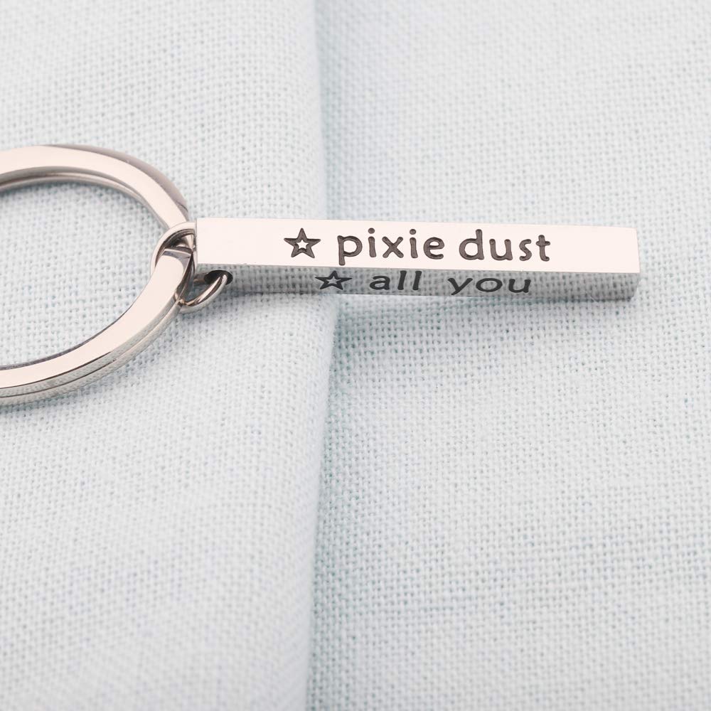 BNQL All You Need is Faith Trust and Pixie Dust Inspired Keychain Movie Quote 4 Sided Bar Fairy Gifts (keychain S)