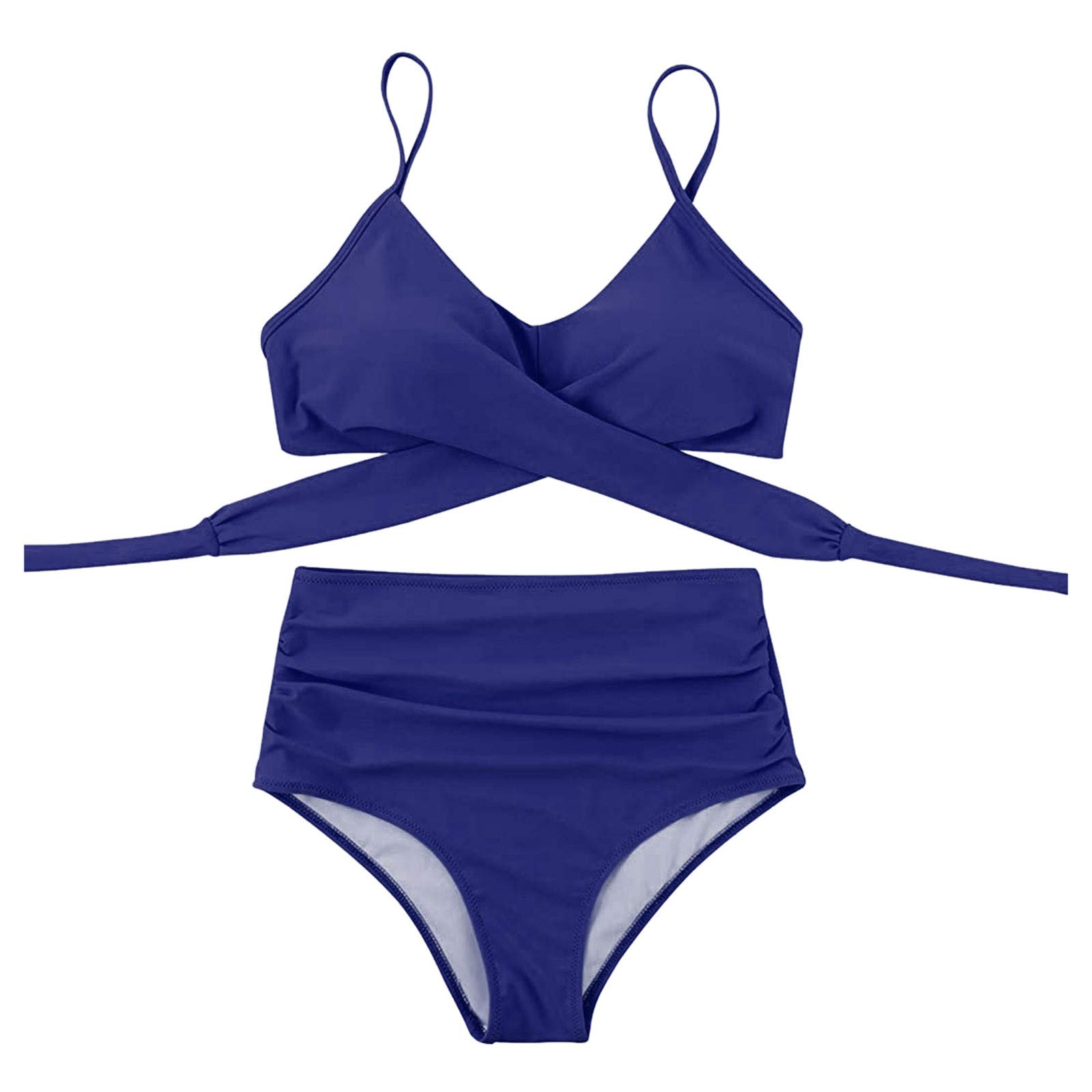 Padaleks Women's High Cut Bikini Set Lace Up Two Piece Padded Swimsuits High Waist Bottom Bathing Suits Beachwear