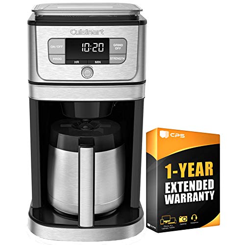 Cuisinart DGB850 Burr Grind & Brew 10 Cup Coffeemaker Silver (DGB-850) with 1 YR CPS Enhanced Protection Pack