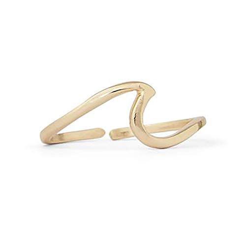 Pura Vida Gold-Plated Wave Toe Ring - Brass Base Design - Adjustable Open Ends, One Size