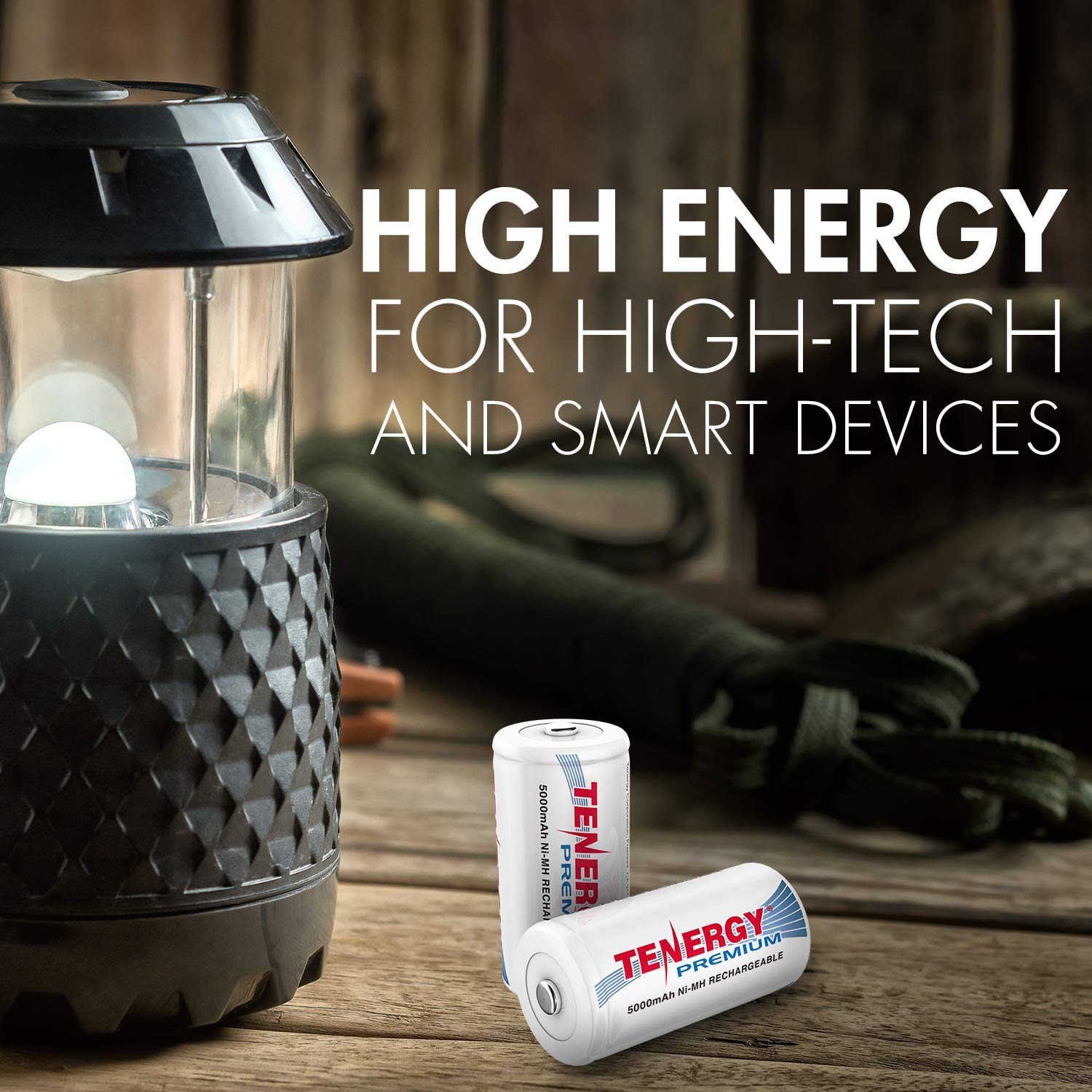 Tenergy Premium Rechargeable C Batteries, High Capacity 5000mAh NiMH C Size Battery, C Cell Battery, 8 Pack