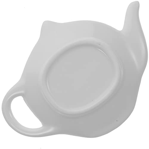 Ipetboom Jewelry Stand Teapot Shaped Tea Bag Holder 4pcs Ceramic Teabag Coaster Caddy Saucer Seasoning Dish Snack Plate Spoon Rests Bracket Jewelry Ring Dish for Tea Time Ring Holder