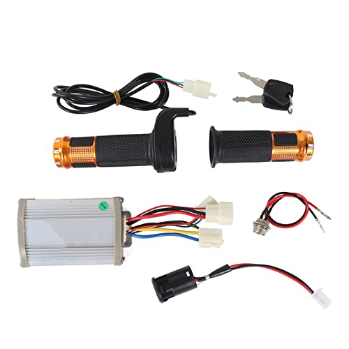 DAUERHAFT Bike Speed Controller Kit, Brushed Controller Kit Sensitive Braking Aluminum Alloy Shell 48V 800W Rubber Throttle Grip Lock for Tricycles
