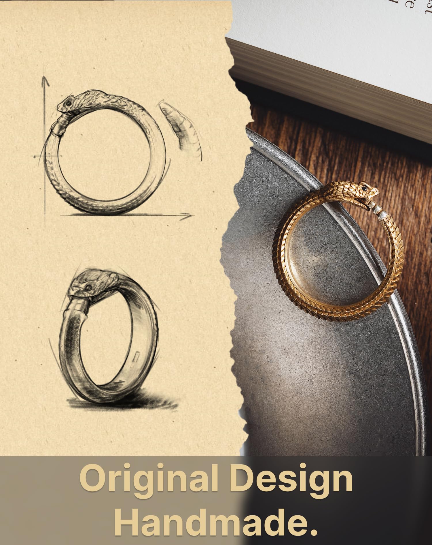 COPPERTIST.WU Ouroboros Ring Brass Snake Serpent Rings Aesthetic Jewelry Gift for Men Women (10.5)