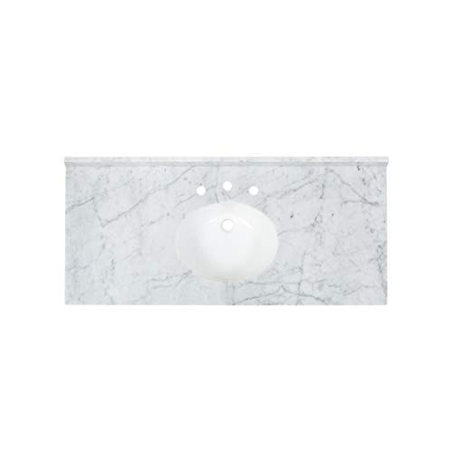 GDFStudio Contemporary 48" Wood Single Sink Bathroom Vanity with Marble Counter Top, Gray with Carrara White Marble