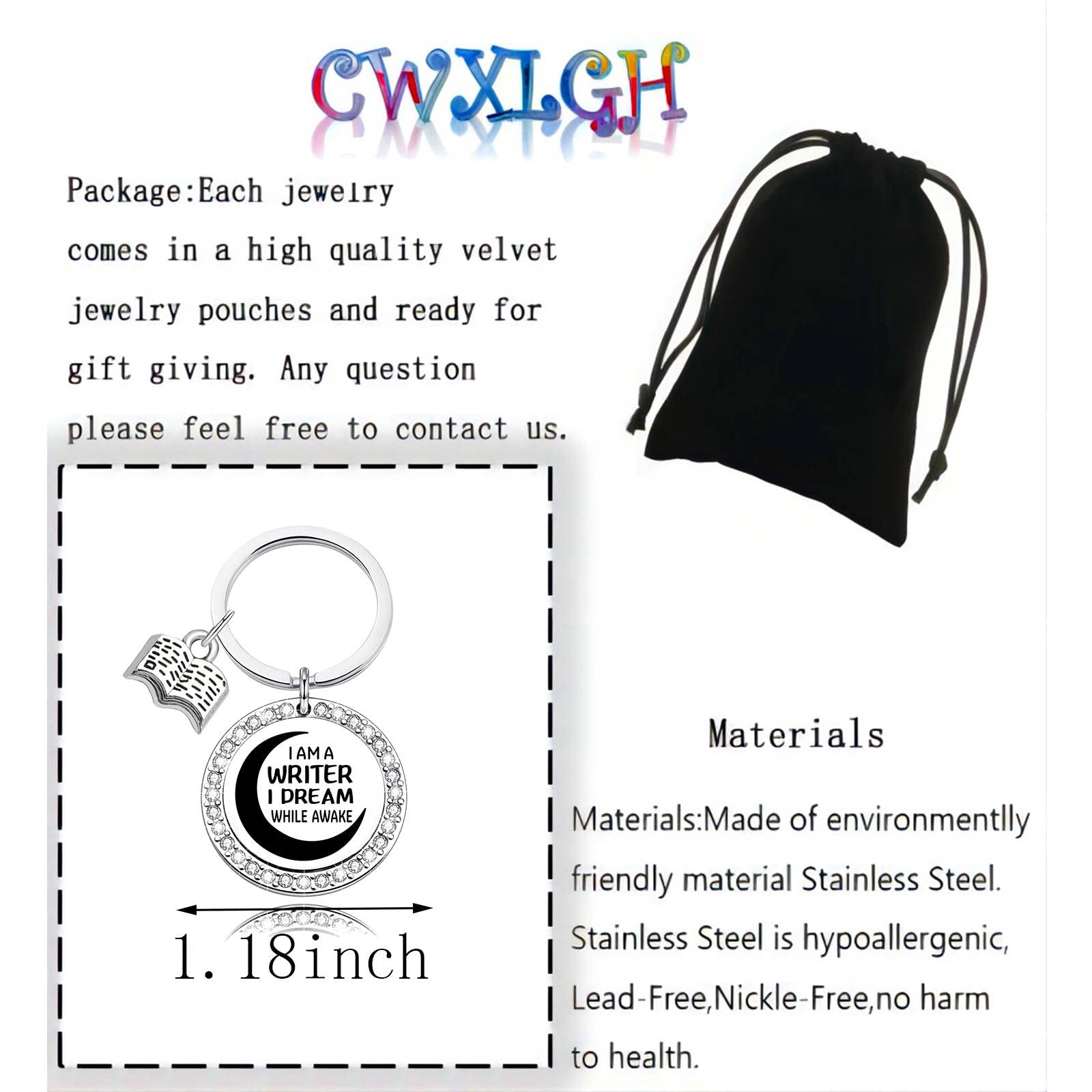 CWXLGH Writer Gift Author Jewelry I Am A Writer I Dream While Awake Keychain Literary Gift for Author Novelist Writing Jewelry (Writer KS)