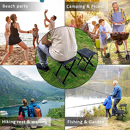 Camping Stool 12.6", Heavy-Duty Folding Stool, Portable Outdoor Small Folding Chair, Hold Up to 600lbs, Camp Stool Suitable for Camping, Hiking, Fishing (S, Black)