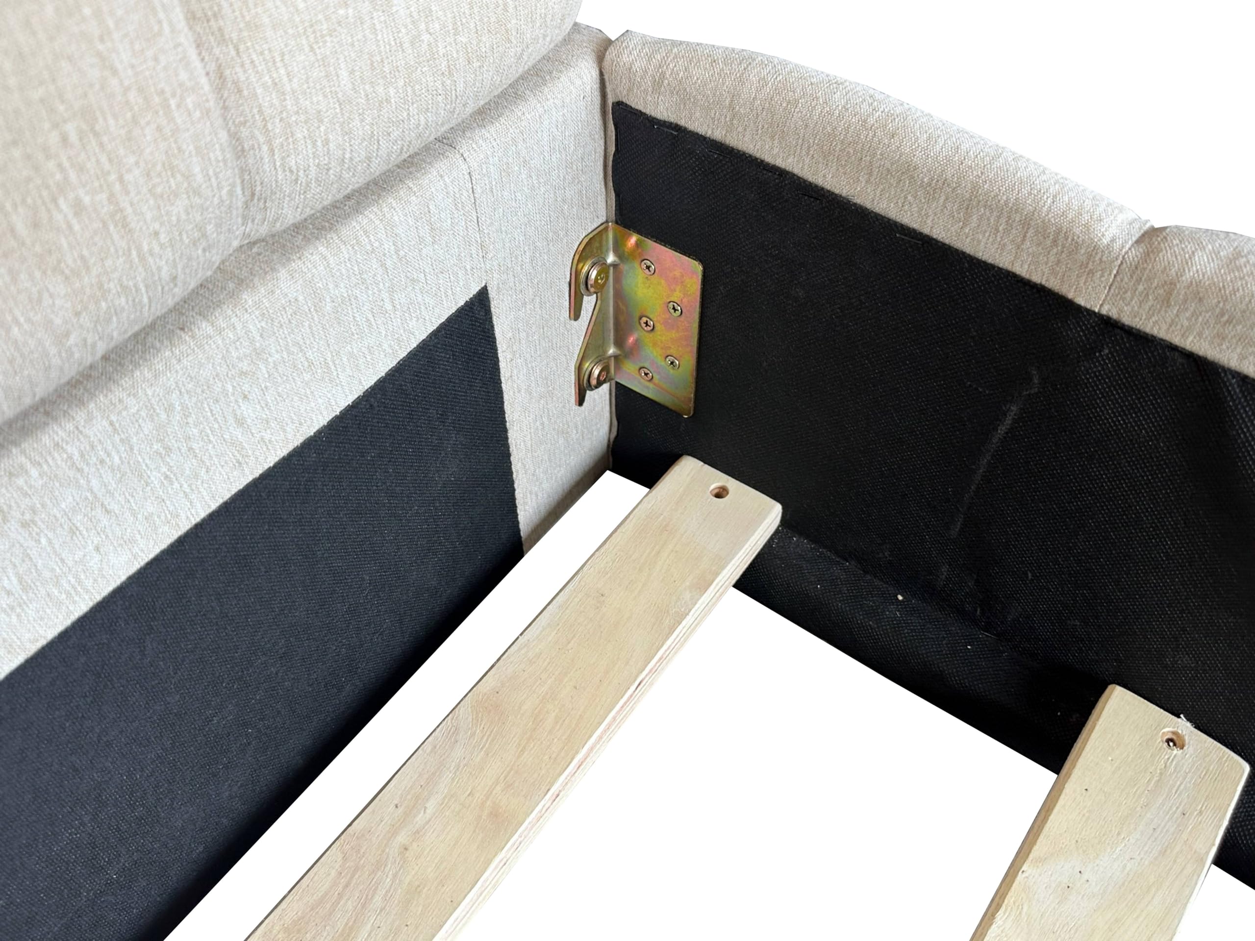 DNYN Full Size Upholstered Platform Bed with Thick Fabric for Kids/Adults,Solid Wood Bedframe w/Wood Slat Support for Small Space,Bedroom,Apartment,Easy Assembly & No Box Spring Needed, Beige