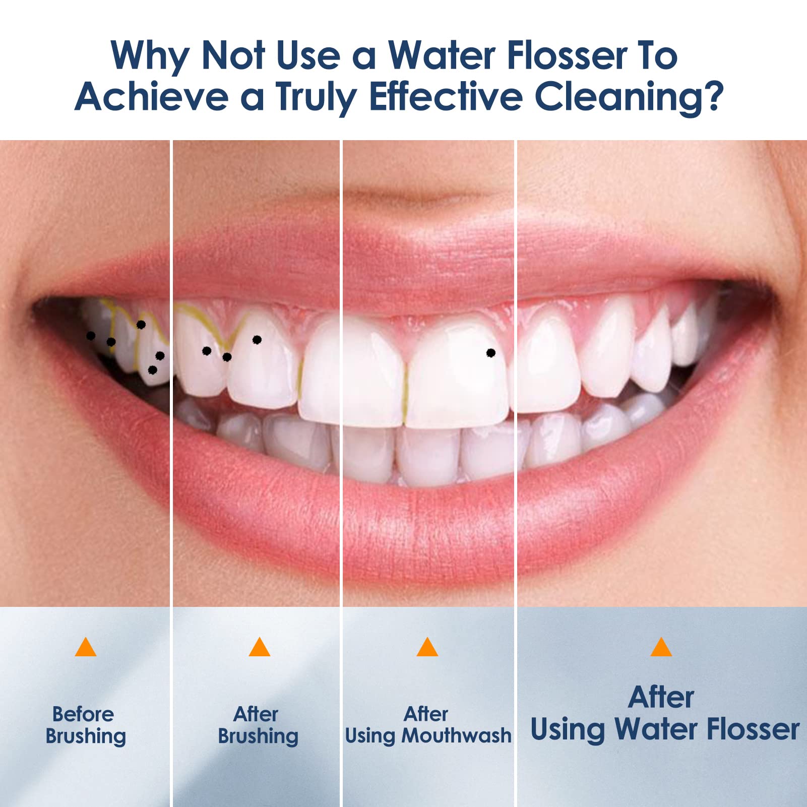 Cordless Water Flosser, 330ML Oral Irrigator with Upgraded Piston Pump - 7 Modes and DIY Mode, IPX7 Waterproof Water Flosser for Plaque, Brace, Travel, Home, Shower - Black