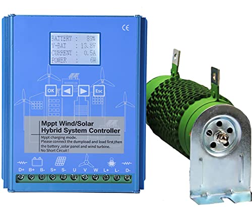 FLTXNY POWER 1600W Wind Solar Hybrid Charge Controller with Dump Load for max 1000W Wind Turbine Generator 600W Solar Panel 12V 24V Battery Auto MPPT Charge Boost Charging Regulator Off Grid System