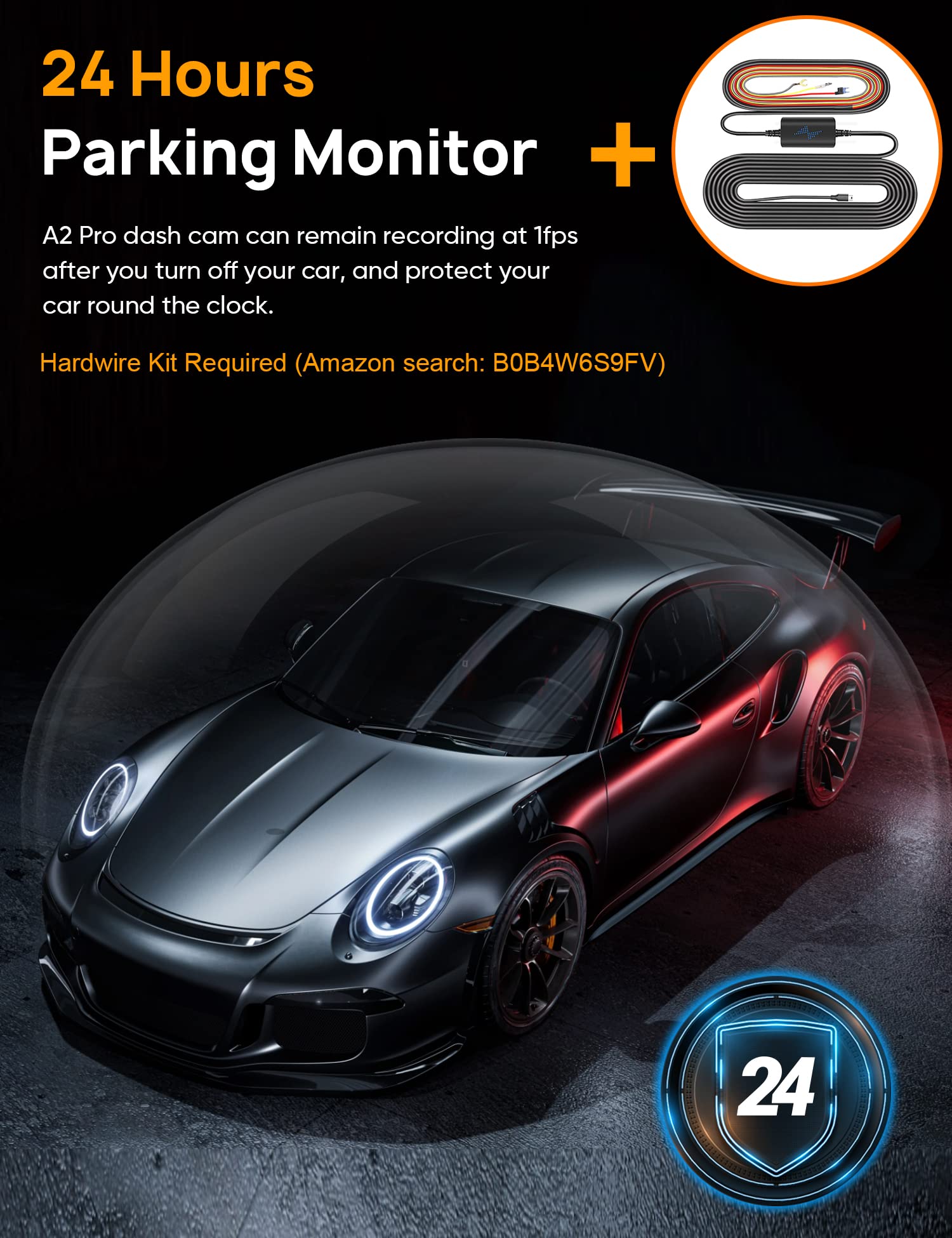 Dash Cam Front and Rear 4K+1080P WiFi Dash Camera for Cars with App, 24 Hours Parking Mode, G-Sensor, Loop Recording, Support 256GB Max