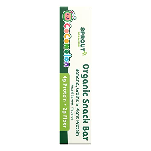 CoComelon Sprout Organic Baby Food, Toddler Snacks, Bananas, Peas and Carrots Snack Bar (6 pack)