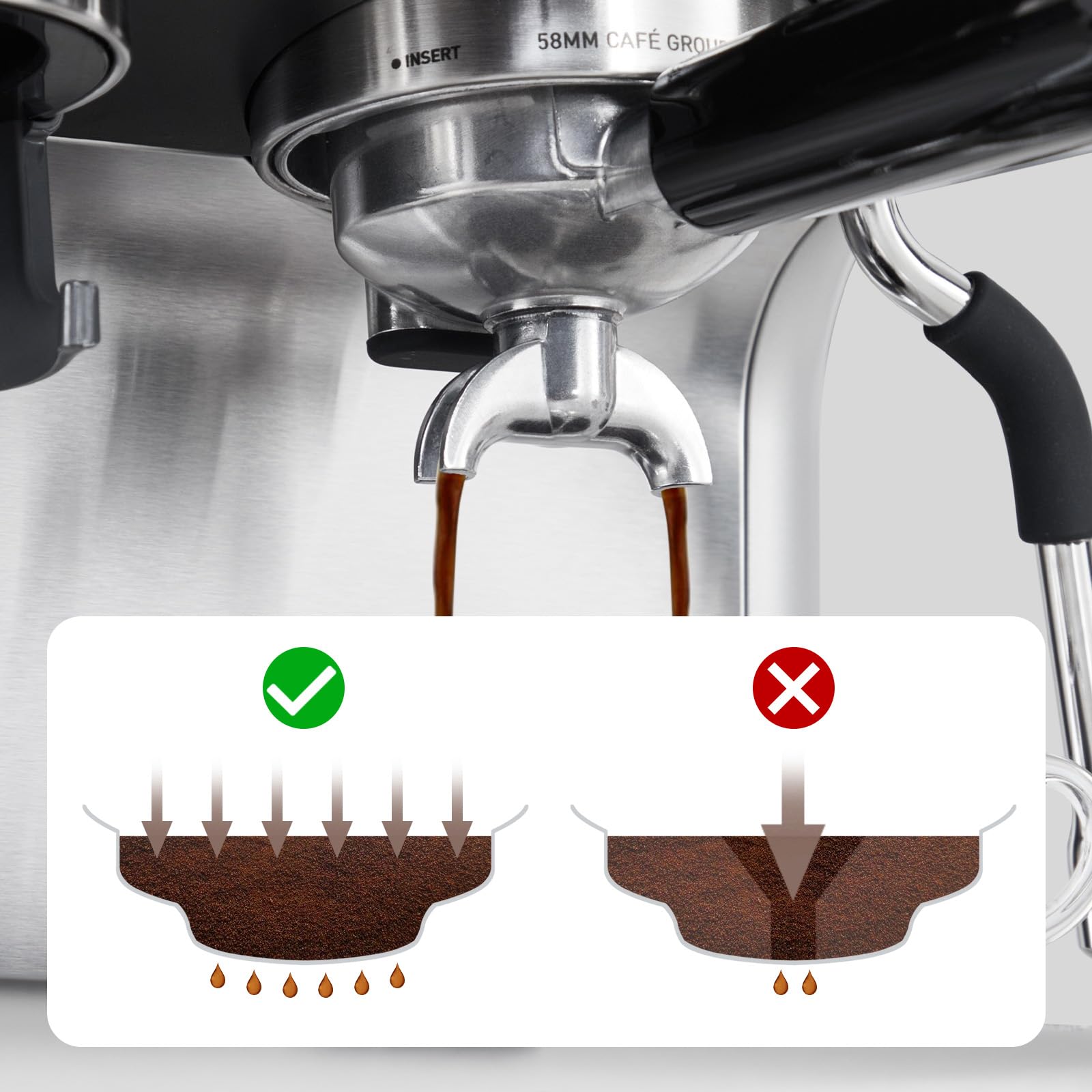 GarveeHome Espresso Machine, 20 Bar Professional Semi Automatic Espresso Maker with Grinder and Milk Frother Steam Wand, for Cappuccinos or Macchiatos