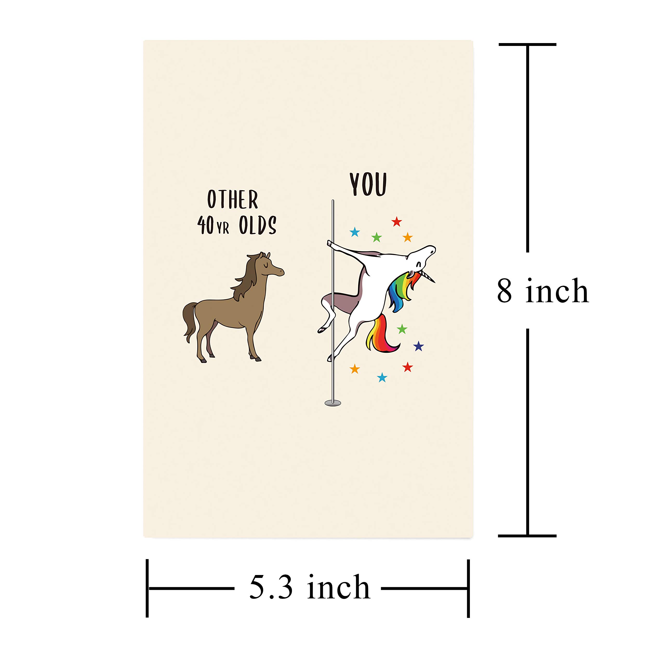 Kirynurd 40th Birthday Card, Dancing Unicorn Birthday, Hilarious 40th Bday Card, Other 40 Year Olds