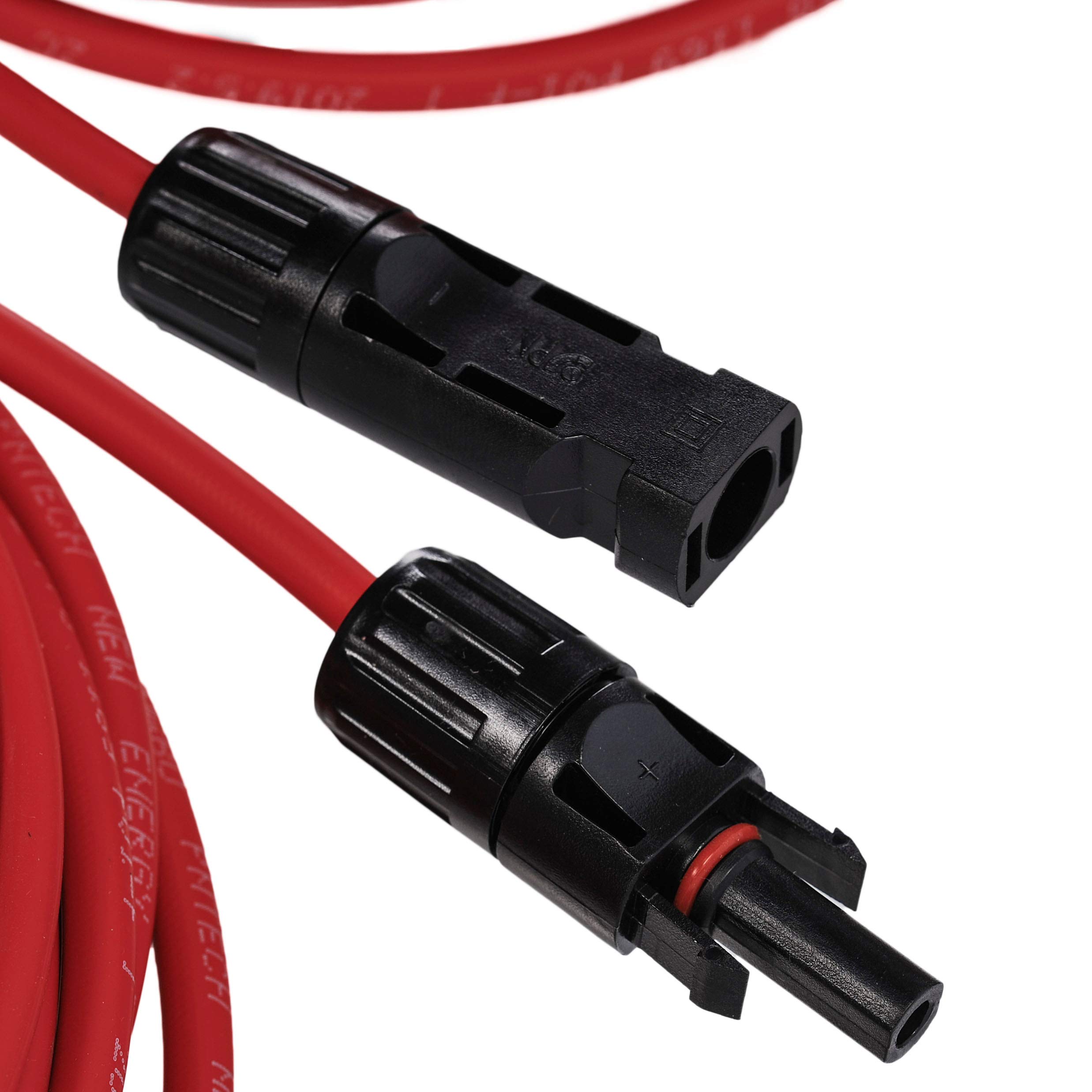 Carkio Solar Adaptor Cable,1 Pair Waterproof 12 Gauge 12AWG(4mm²) Wire 20 Feet Solar Panel Extension Cable Wire with Female and Male Connectors Compatible with Solar Panel System-Red&Black