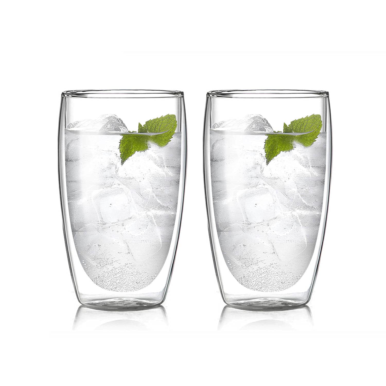 COLOCUP Double-Wall Insulated Glasses, Clear, 15 Ounces Each, Insulated Glass Coffee Set of 2