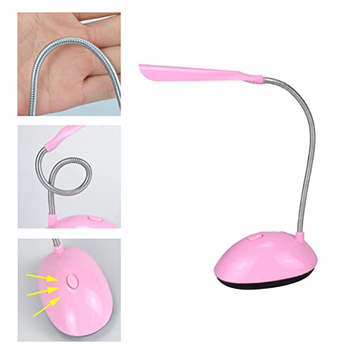 curfair LED Desk Light Plastic Adjustable Flexible Table Lamp Battery Operated Durable Pink