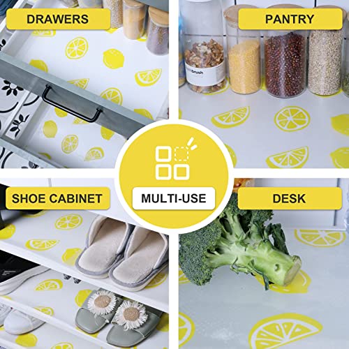 INNOLITES 9 Pack Refrigerator Liners, Waterproof Washable Fridge Liner, 17.7"x11.8" Non-Slip Refrigerator Shelf Liner-BPA Free, for Fridge Glass Shelf, Cabinet, Drawer, Freezer Safe (9 Yellow)