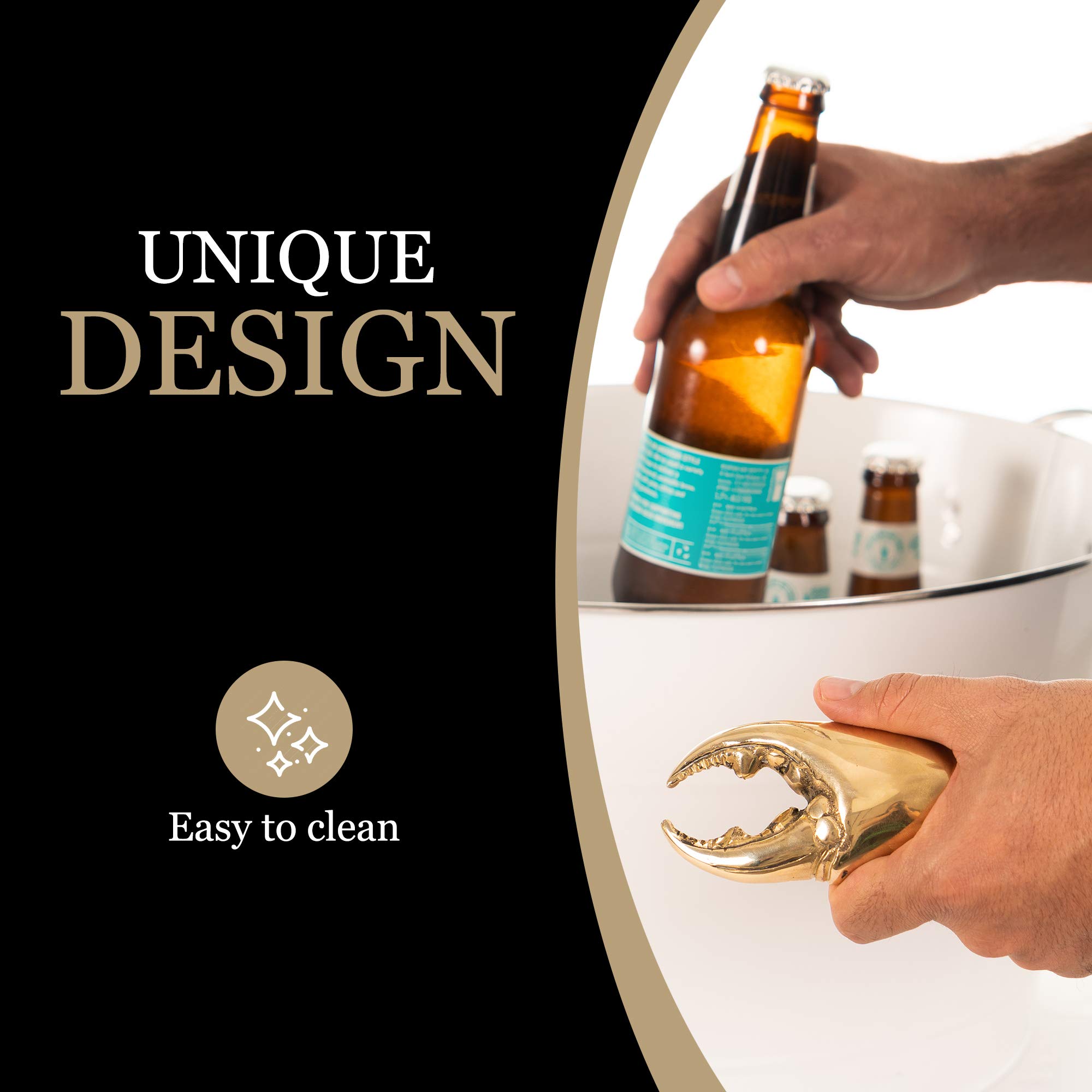 Crab Claw Beer Bottle Opener - Luxury Nautical Themed Gift for Kitchen Decoration - Gift for Wedding, Holidays, Fishermen, Beach Lovers.