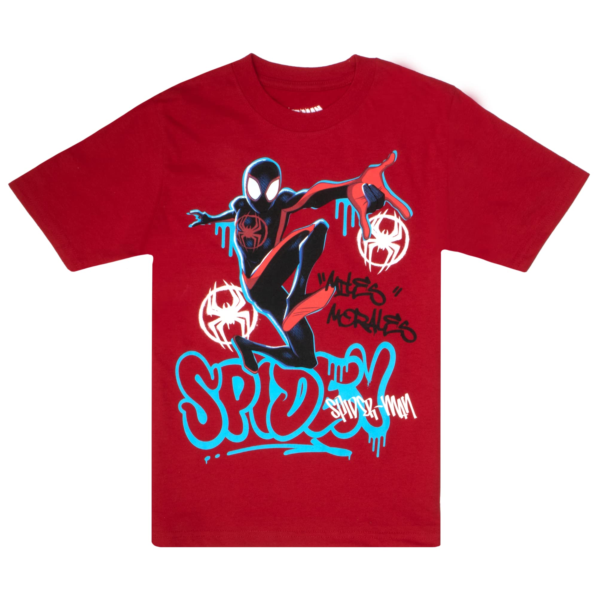 Marvel Spiderman Graphics Boys 4-Piece Set, 4-Pack Short Sleeve T-Shirt Bundle Set for Kids and Toddlers (Black/Red/Yellow/Blue, Size 8)